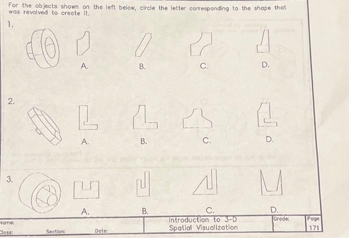 Solved For the objects shown on the left below, circle the | Chegg.com