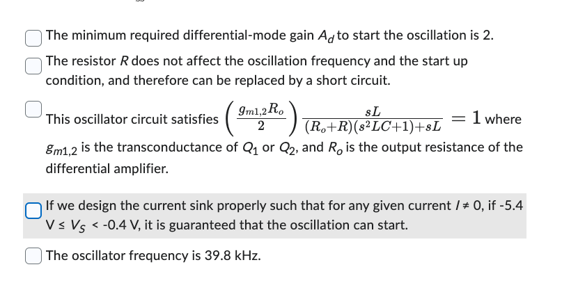 Solved The LC oscillator shown below is based on connecting | Chegg.com