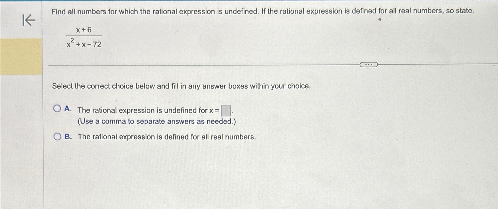 Solved Find all numbers for which the rational expression is | Chegg.com