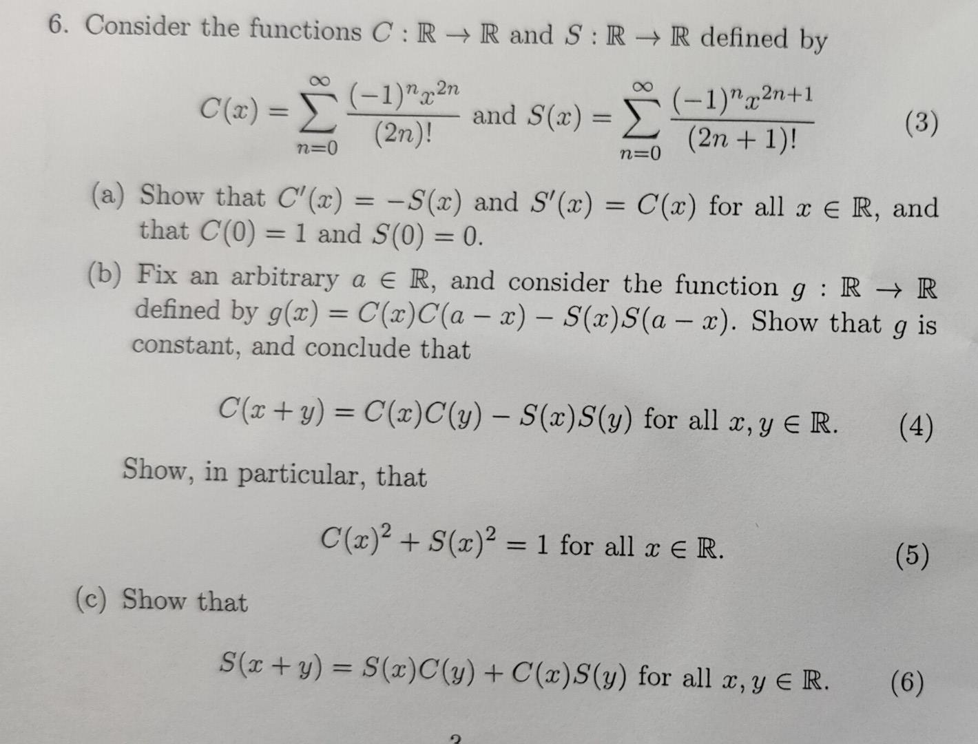 Solved 6. Consider the functions C: RR and S: RR defined | Chegg.com