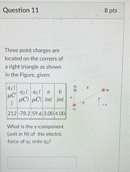 Solved Three point charges are located on the corners of a | Chegg.com