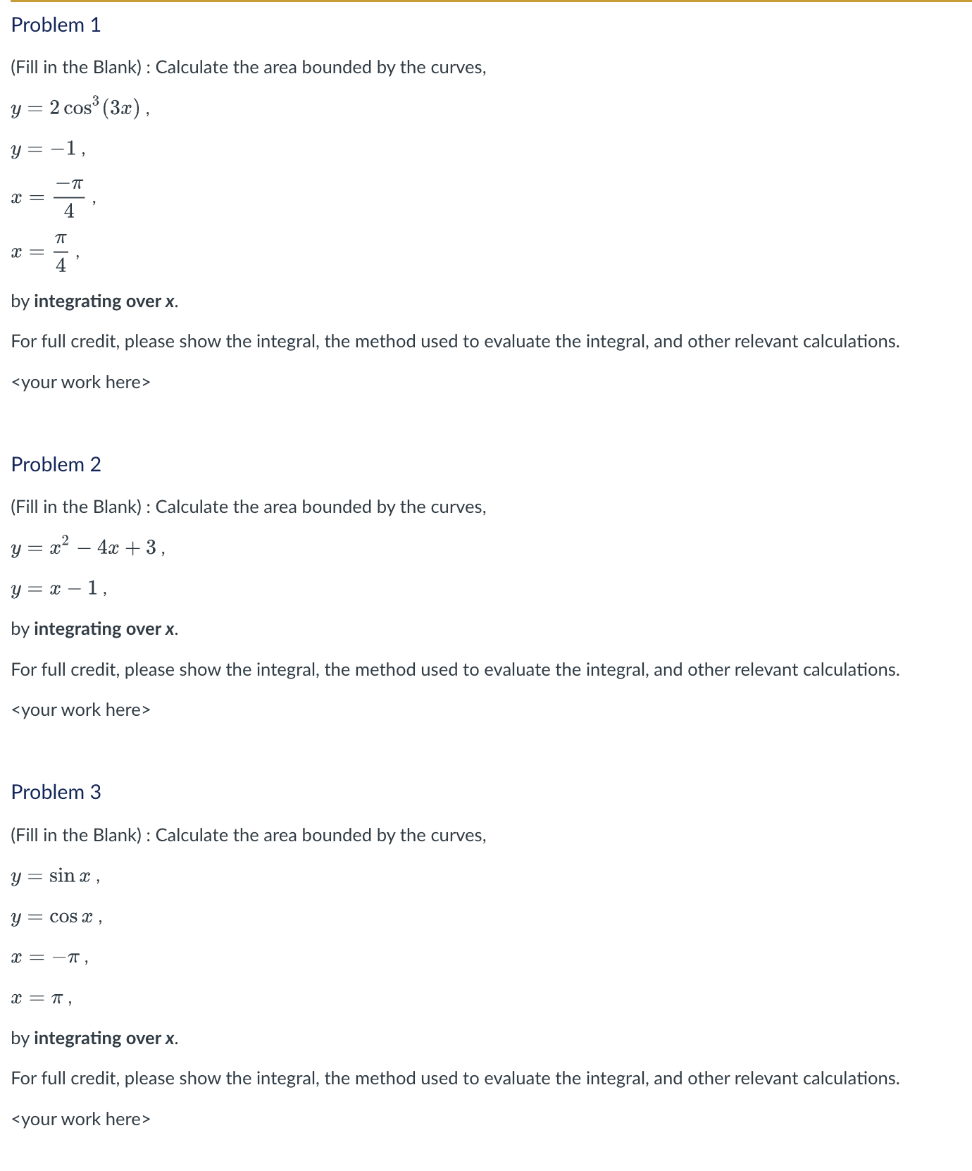 Solved Problem 1-3(Fill in the Blank) ﻿: Calculate the area | Chegg.com