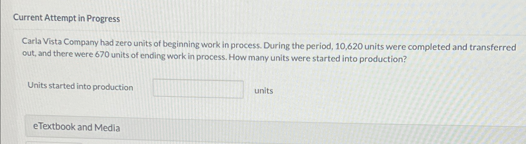 Solved Current Attempt in ProgressCarla Vista Company had | Chegg.com