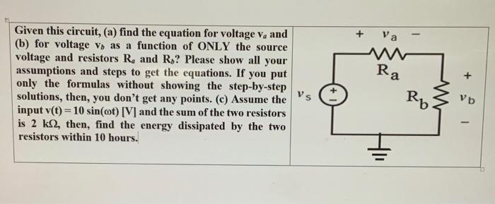 Solved Given this circuit, (a) find the equation for voltage | Chegg.com