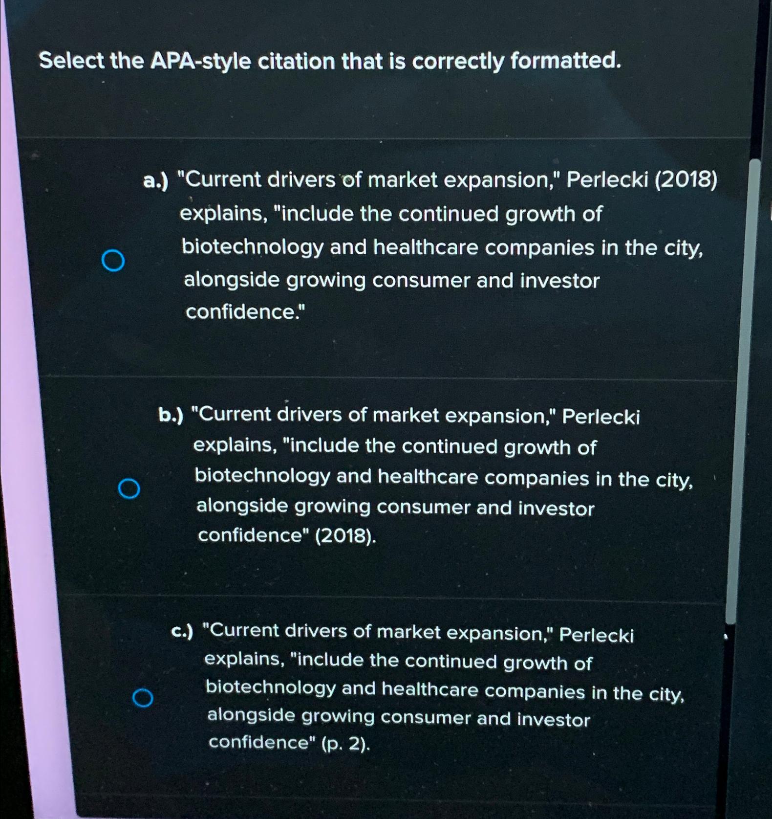 Select the APA-style citation that is correctly | Chegg.com