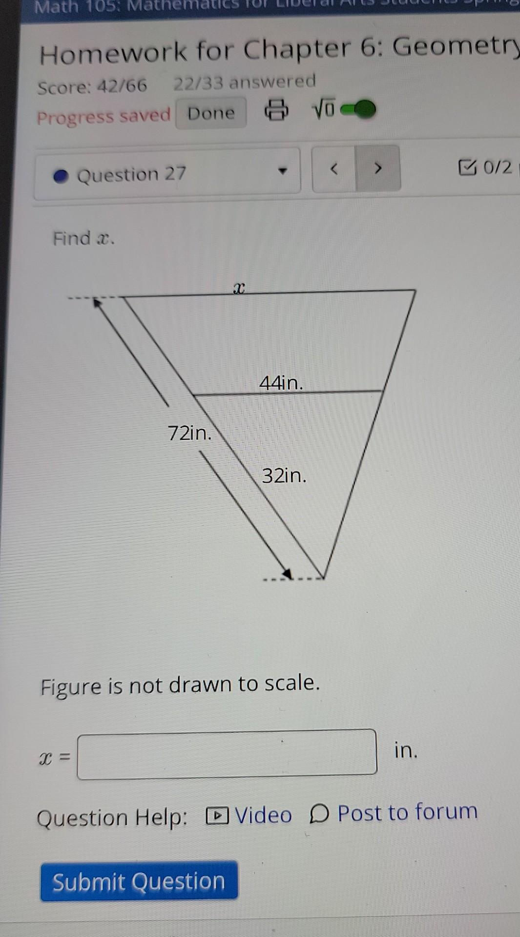 Solved Math 105: Mat Homework for Chapter 6: Geometry Score: | Chegg.com