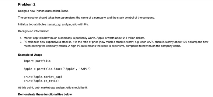 Solved Problem 1 Create a Python module called portfolio.py | Chegg.com