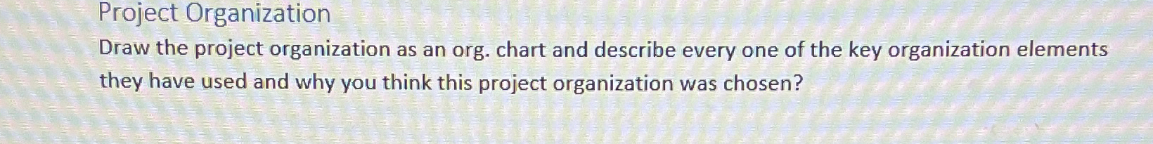 Solved Project OrganizationDraw the project organization as | Chegg.com