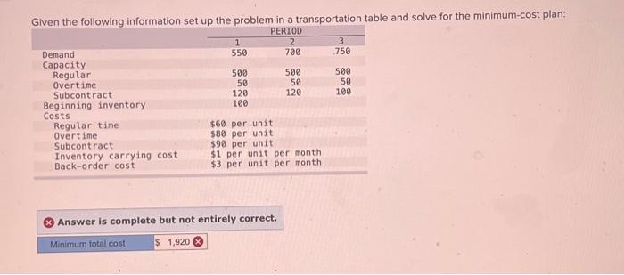 Solved Given the following information set up the problem in | Chegg.com