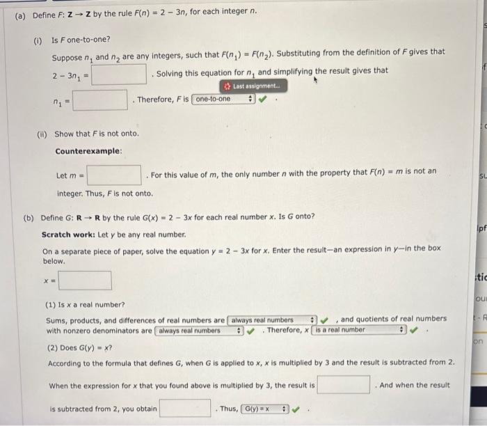 Solved (a) Define F:Z→Z by the rule F(n)=2−3n, for each | Chegg.com