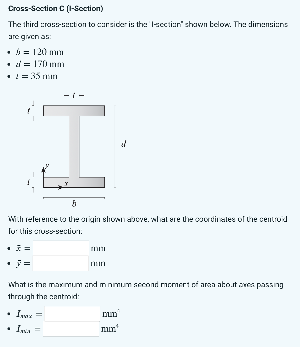 Solved tCross-Section C (I-Section)The third cross-section | Chegg.com