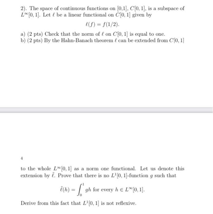 Solved 2). The space of continuous functions on | Chegg.com