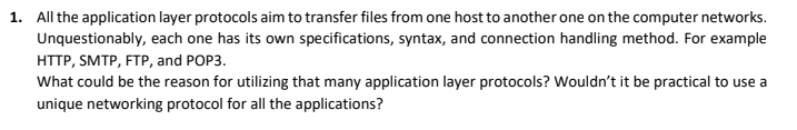 Solved All the application layer protocols aim to transfer | Chegg.com