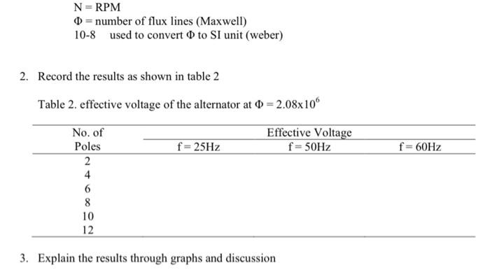 Solved Effective Voltage of Alternator 1. Calculate the | Chegg.com
