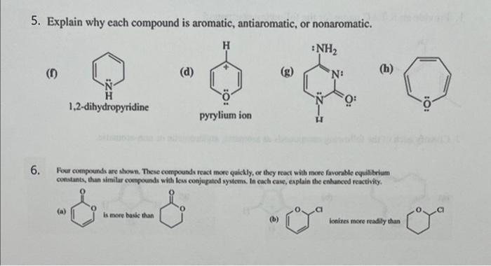 Solved 5. Explain why each compound is aromatic, | Chegg.com
