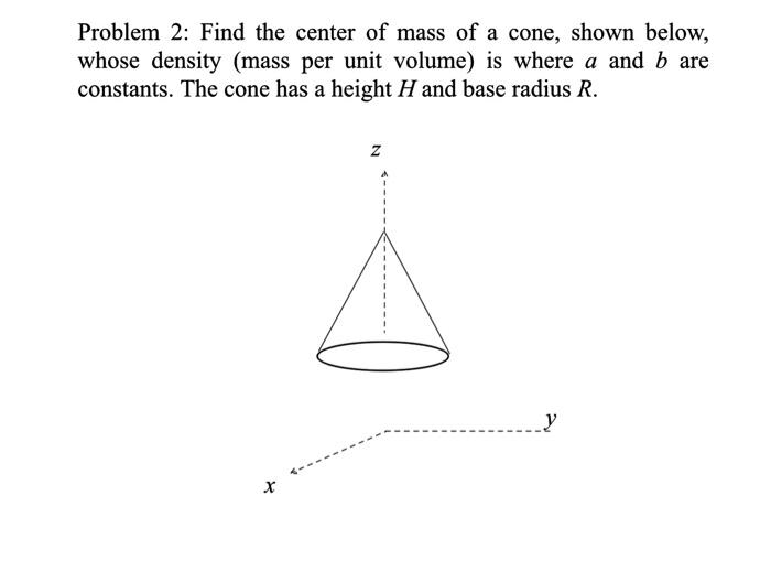Problem 2: Find the center of mass of a cone, shown | Chegg.com