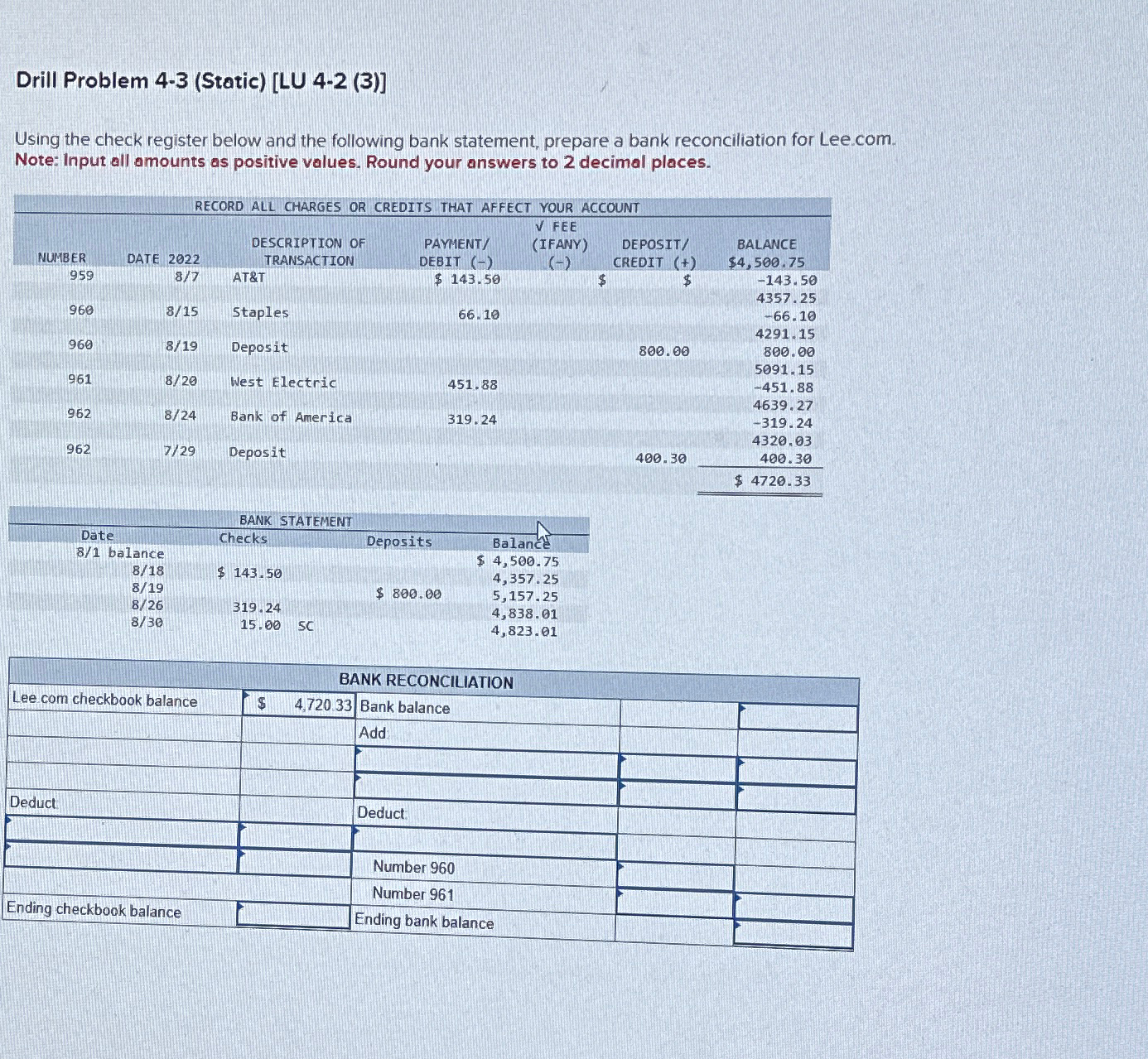 Solved Drill Problem 4-3 (Static) [LU 4-2 (3)]Using the | Chegg.com