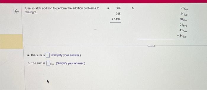 Solved Use scratch addition to perform the addition problems | Chegg.com