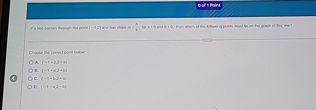 Solved 0 ﻿of 1 ﻿PointIf a line passes through the point | Chegg.com