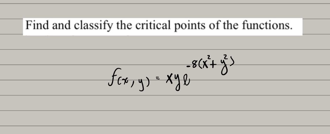 Solved Find and classify the critical points of the | Chegg.com