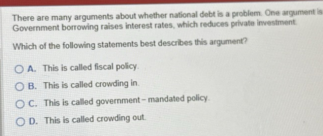 Solved There are many arguments about whether national debt | Chegg.com