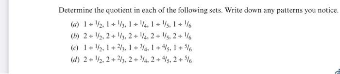 Solved Determine the quotient in each of the following sets. | Chegg.com