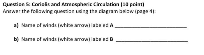 Solved Question 5: Coriolis and Atmospheric Circulation (10 | Chegg.com