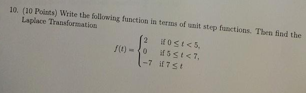 Solved Write the following function in terms of unit step | Chegg.com