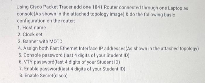 Using Cisco Packet Tracer add one 1841 Router | Chegg.com