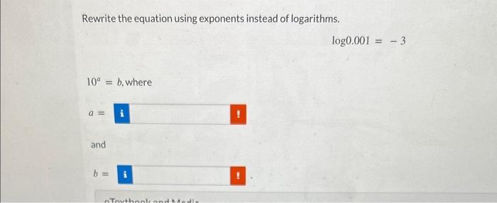 Solved Rewrite the equation using exponents instead of | Chegg.com