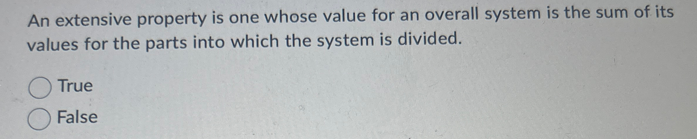Solved An extensive property is one whose value for an | Chegg.com