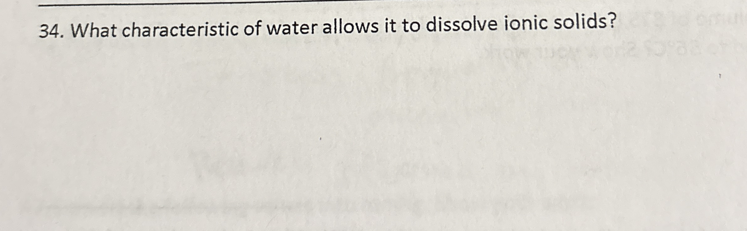 Solved What characteristic of water allows it to dissolve | Chegg.com