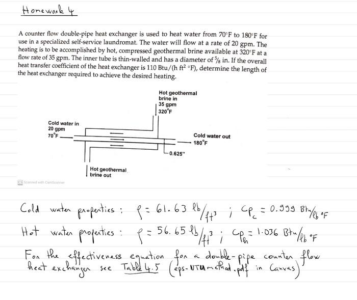 A counter flow double-pipe heat exchanger is used to | Chegg.com