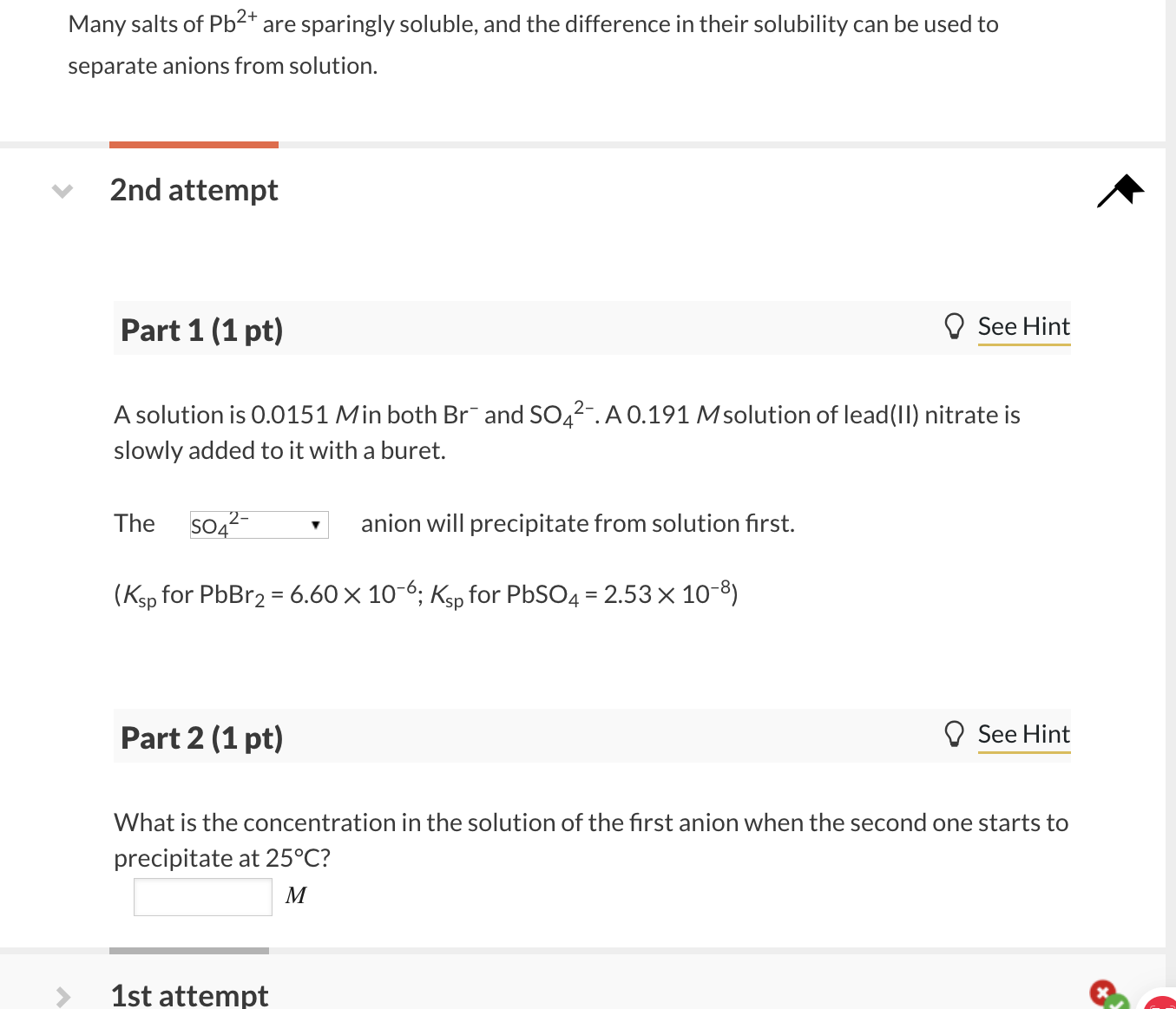 Solved Part 1 (1 ﻿pt)A solution is 0.0151Min2 ﻿both Br-and | Chegg.com