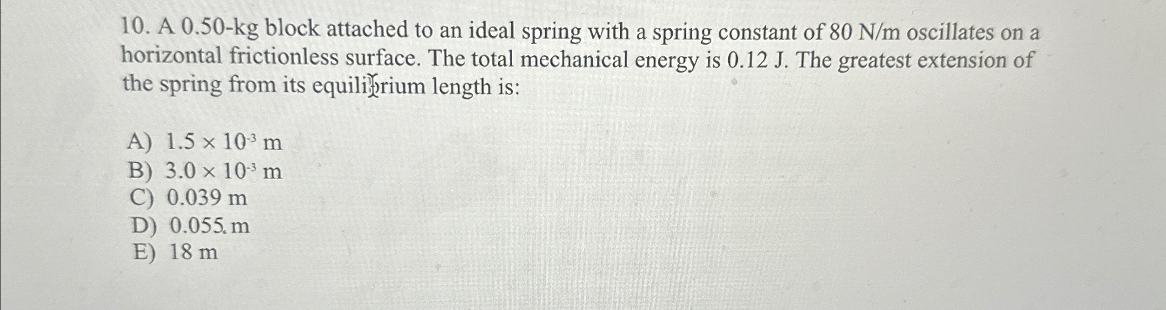Solved A 0.50-kg ﻿block attached to an ideal spring with a | Chegg.com