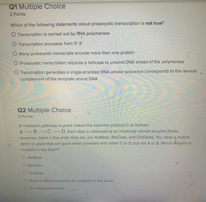 Solved Q1 Multiple Choice 2 Points Which of the following | Chegg.com