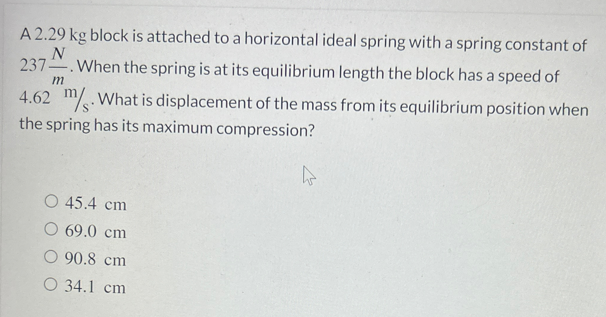 Solved A 2.29kg ﻿block is attached to a horizontal ideal | Chegg.com