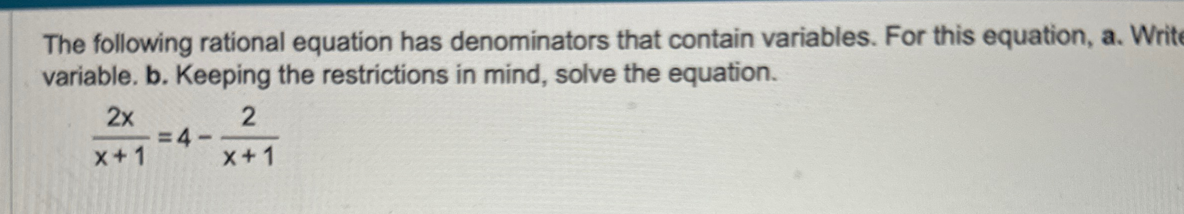 Solved The following rational equation has denominators that | Chegg.com
