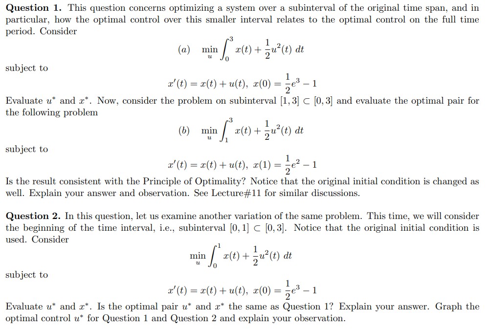 Solved Question 1. ﻿This question concerns optimizing a | Chegg.com