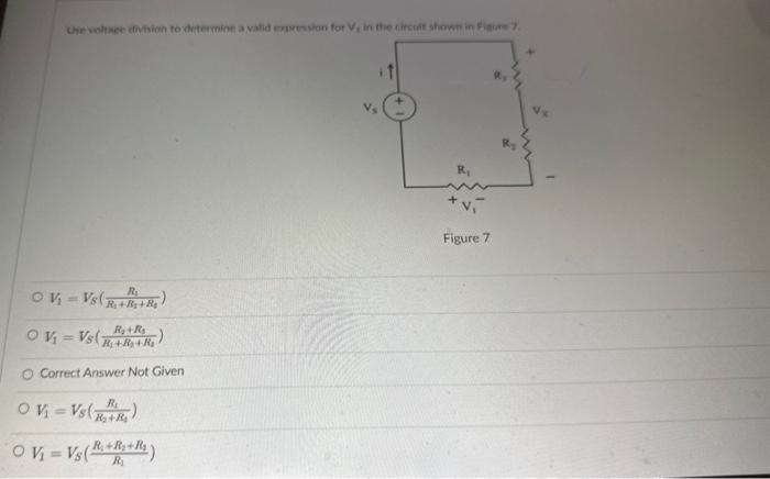 Solved Figure 7 V1=VS(R1+Rs+R9R1)V1=VS(R1+R2+R9R2+R1) | Chegg.com