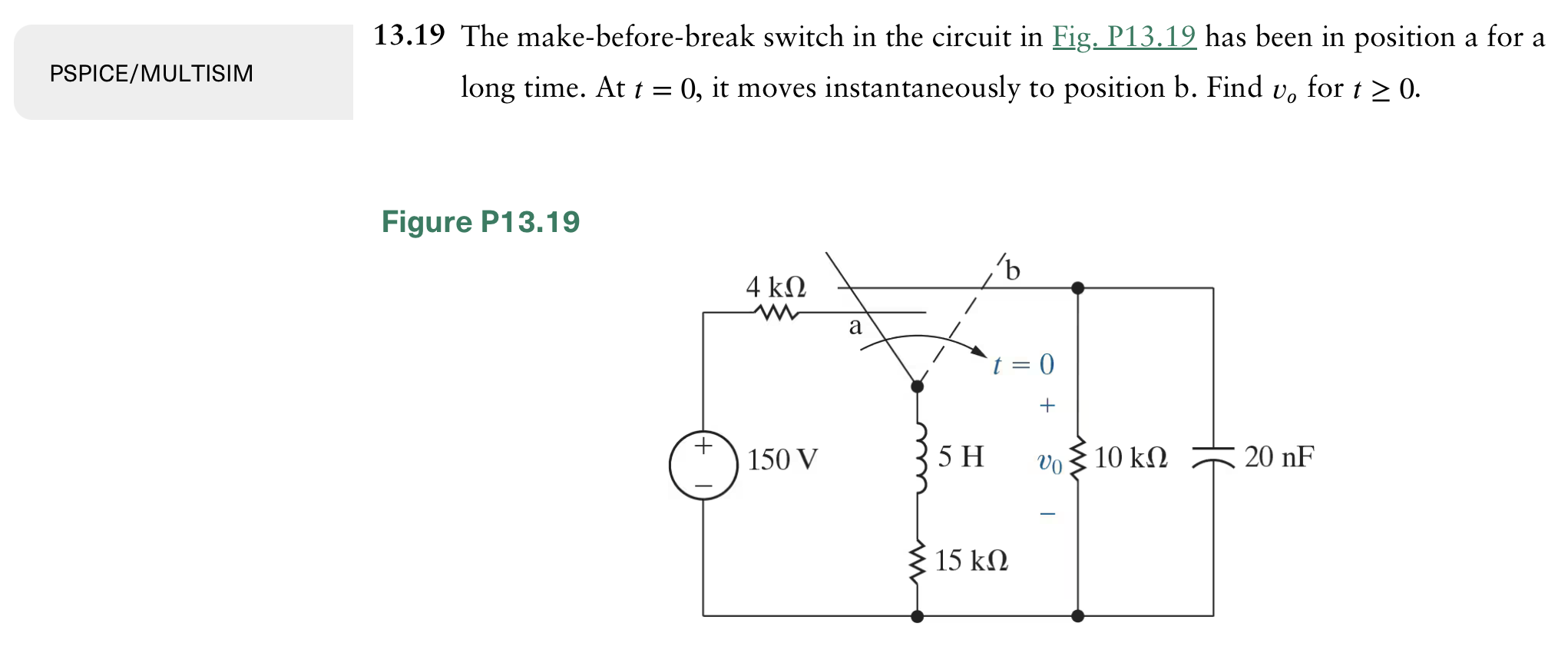 Solved 13.19 ﻿The make-before-break switch in ﻿the circuit | Chegg.com