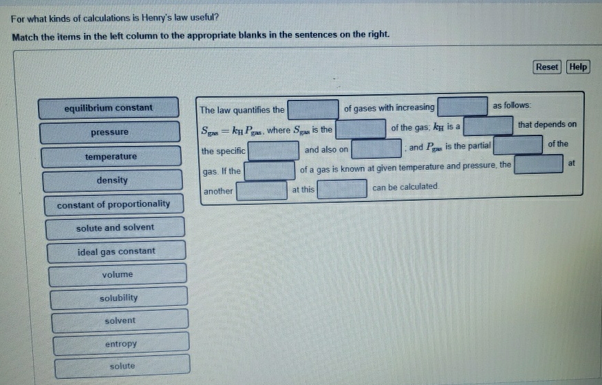 Solved For what kinds of calculations is Henry's law | Chegg.com