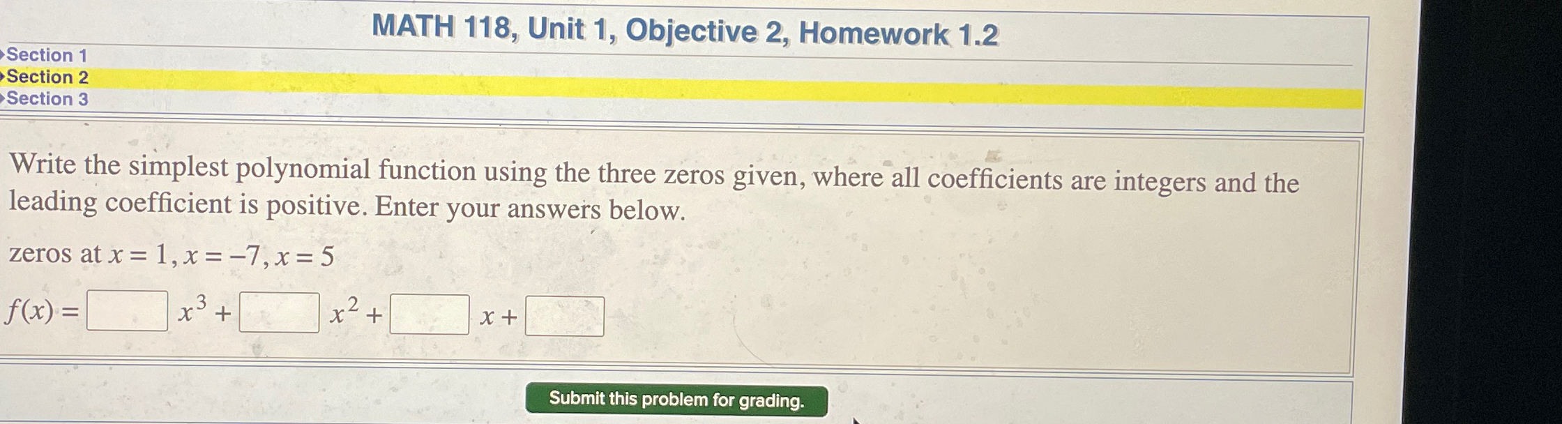 Solved Math 118 ﻿unit 1 ﻿objective 2 ﻿homework 1 2section