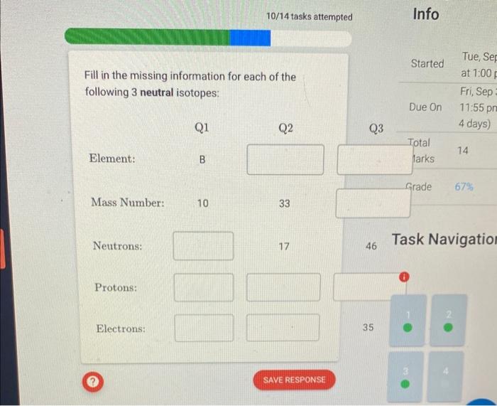 Solved following 3 neutral isotopes: | Chegg.com