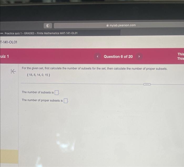 Solved For the given set, first calculate the number of | Chegg.com