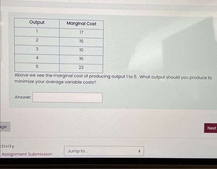 Solved Above we see the marginal cost of producing output 1 | Chegg.com