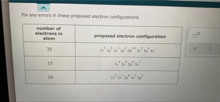 Solved Fix any errors in these proposed electron | Chegg.com