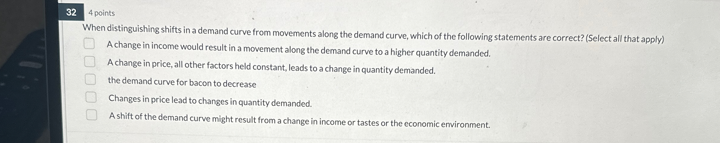 Solved 324 ﻿pointsWhen distinguishing shifts in a demand | Chegg.com