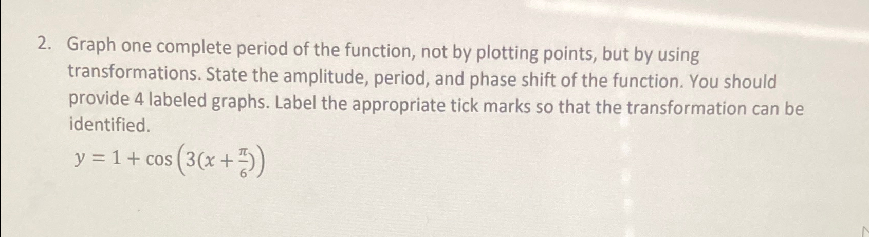 Solved Graph one complete period of the function, not by | Chegg.com