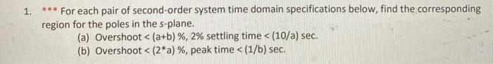 Solved 1. *** For each pair of second-order system time | Chegg.com